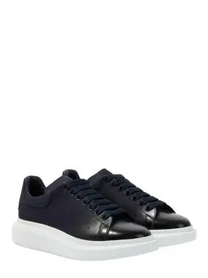 Alexander McQueen Oversized Suede-Trimmed Leather Sneakers Blue