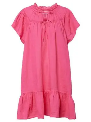 Velvet By Graham & Spencer Livvy Tiered Linen Mini Dress - Pink