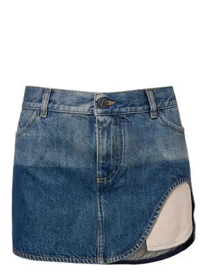 Attico Denim Miniskirt With Cutout Detail - Blue
