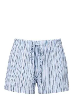 Velvet By Graham & Spencer Ebba Striped Cotton-blend Shorts - Blue