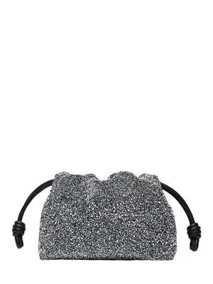 Loewe Loewe Mini Beaded Flamenco Clutch Silver
