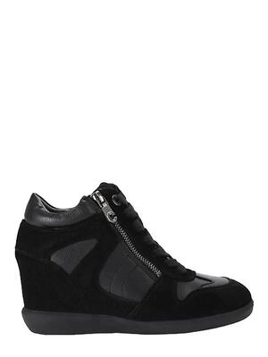 Carvela Altezza Wedge Leather Trainers - Black