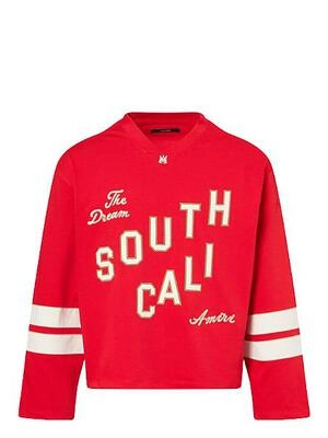 Amiri South Cali Cotton-jersey Football T-shirt - Ruby