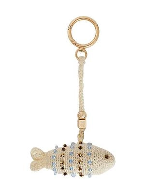 Sandro Handmade Crochet Fish Charm With Gold-tone Hardware - Ecru