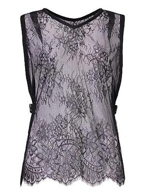 SIR. The Ingrid Silk-blend Lace Top - Black