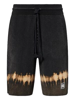 Amiri Tie-dye Ribbed Virgin Wool Shorts - Black