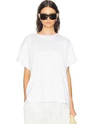 Khaite Winsley Cotton T-shirt With Silk Trim - Chalk