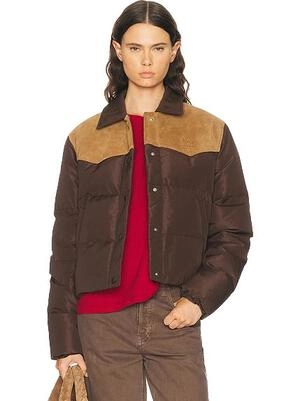 Miu Miu Tela Tec Piumino Pelle Jacket - Caffe