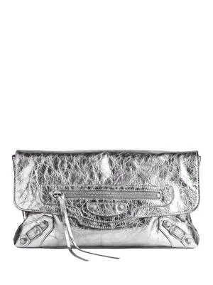 Balenciaga Lambskin Le City Clutch Bag - Silver