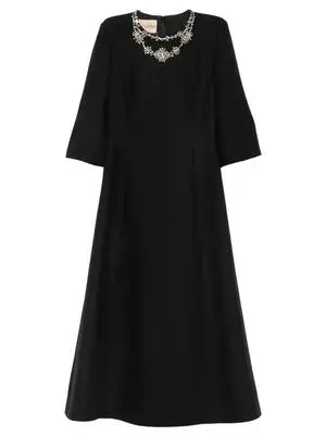 Valentino Garavani Embellished A-line Midi Dress - Black