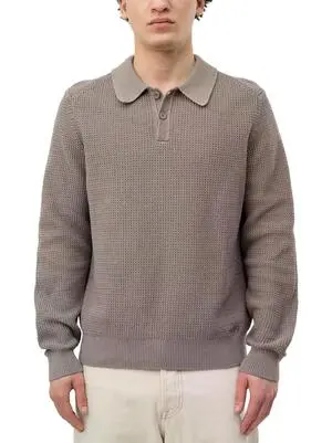 Hugo Waffle-knit Long Sleeved Polo Shirt - Brown