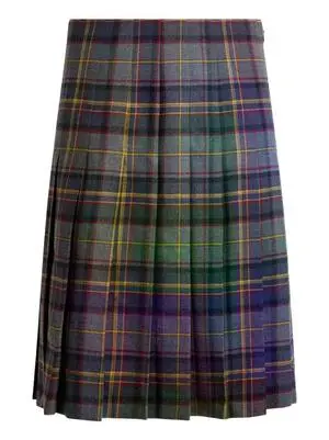 Etro Pleated Check Wool Skirt - Grey