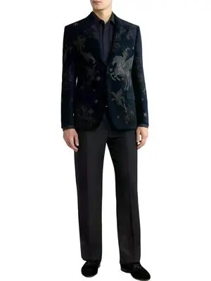 Etro Wool-blend Flannel Trousers With Crease Detail - Blue