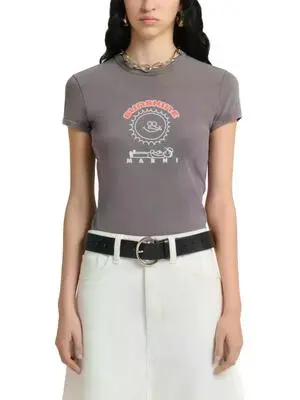 Marni Marni Cotton T-Shirt With Sunshine Print Grey
