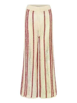 ALL THAT REMAINS Suki Crochet-knit Flared Trousers - Neutrals