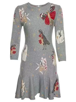 Alexander McQueen Jacquard Knit Mini Dress - Grey