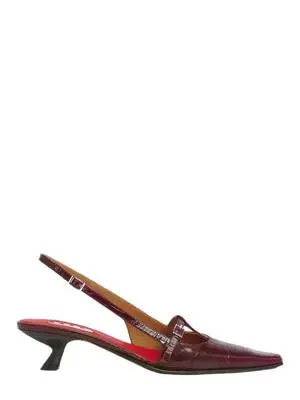 Marni Marni Burgundy Croc-Effect Leather Slingback Shoes Red