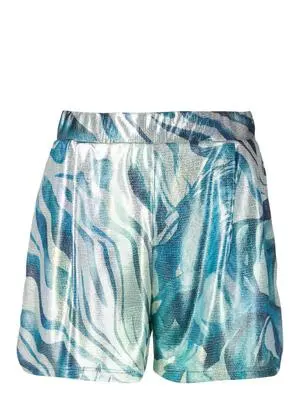 Alberta Ferretti Metallic Swirl Print Shorts - Blue