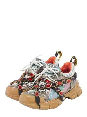 Gucci Gucci Flashtrek Crystal Embellished Sneakers Gold