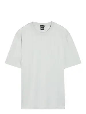 BOSS Textured-knit Cotton T-shirt - Light Blue