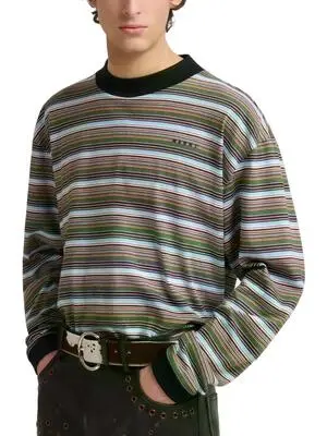 Marni Striped Embroidered T-shirt - Brown
