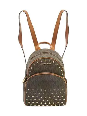 Michael Kors Abbey Studded Monogram Backpack - Brown