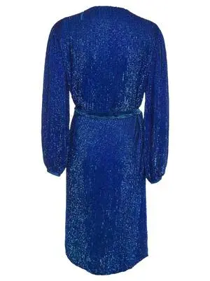 Retrofete Gabrielle Sequin Wrap Midi Dress - Blue