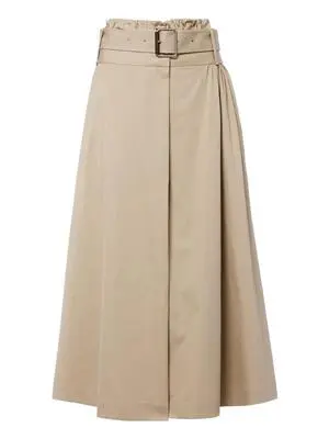 Loewe Belted Cotton And Silk Maxi Skirt - Beige
