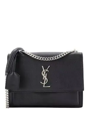 Saint Laurent Sunset Leather Medium Crossbody Bag - Black