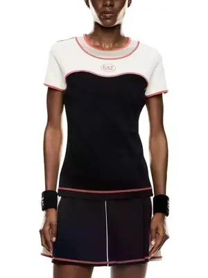 EA7 Colour-block Panelled T-shirt - Black