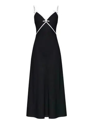 Moschino Spaghetti Strap V-neck Dress With Bow Detail - Black