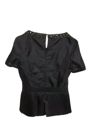 Roberto Cavalli Embellished Pleated Blouse - Black