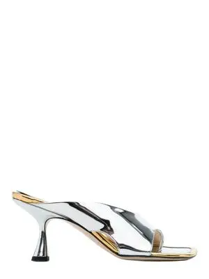 WANDLER Julio Metallic Leather Mules - Silver