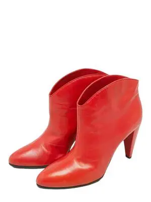 Celine Point-toe Cone Heel Ankle Boots - Red