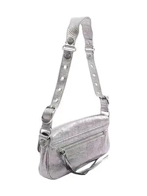 Balenciaga Metallic Lambskin Motocross Le Cagole Sling Crossbody Bag - Silver