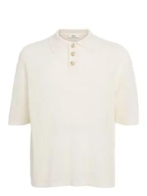 Commas Open-weave Polo Shirt - Beige