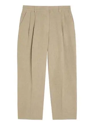 TOTEME Pleated Tapered-leg Linen Trousers - Beige
