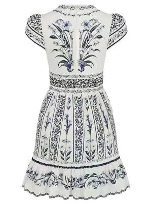 Farm Rio Floral-print Ruffled Mini Dress - White