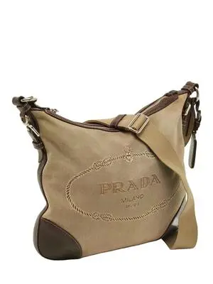Prada Logo Jacquard Messenger Bag - Neutrals