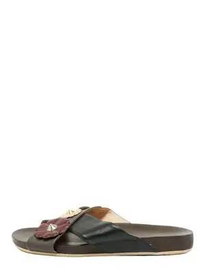 Fendi Fendi Flat Sandals With Floral Embellishments Brown