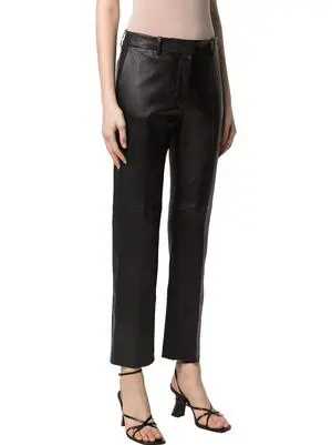 JOSEPH Mid-rise Slim-fit Leather Trousers - Black