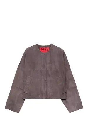 Max & Co. Suede Collarless Jacket - Brown