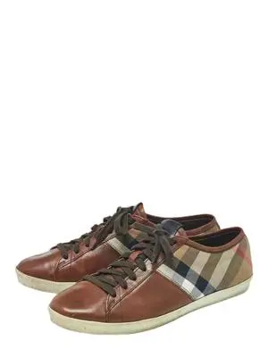 Burberry Nova Check Paneled Low-top Sneakers - Brown