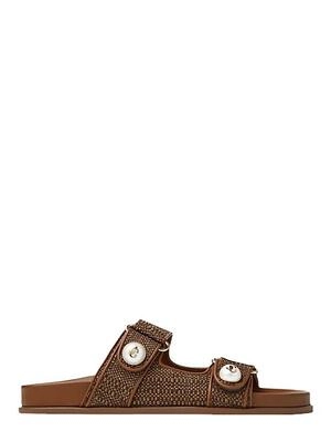 JIMMY CHOO Fayence Raffia Sandals - Tan
