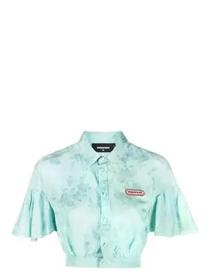 Dsquared2 Floral Jacquard Cropped Shirt - Blue