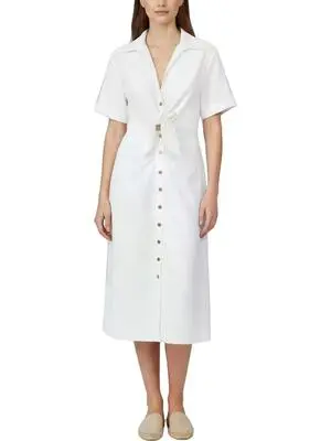 Sandro Gabardine Knotted Shirt Dress - White
