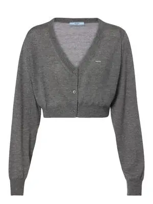 Prada Cropped Cashmere Cardigan - Grey