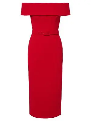 Rebecca Vallance Off-shoulder Crepe Midi Dress - Red