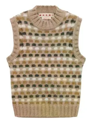 Marni Jacquard Shetland Wool Vest - Neutrals