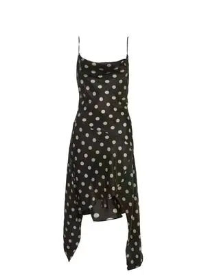 NICHOLAS Polka Dot Asymmetrical Hem Dress - Black